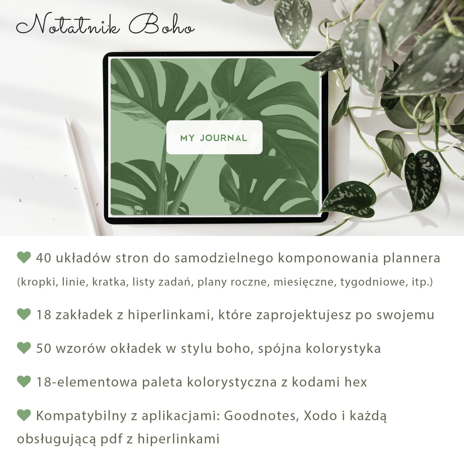 Notatnik cyfrowy Boho Bullet Journal poziomy – Oficjalny Sklep Miss Planner